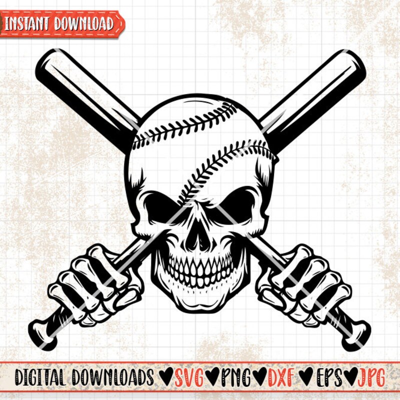 Baseball Skulls Svg - Etsy
