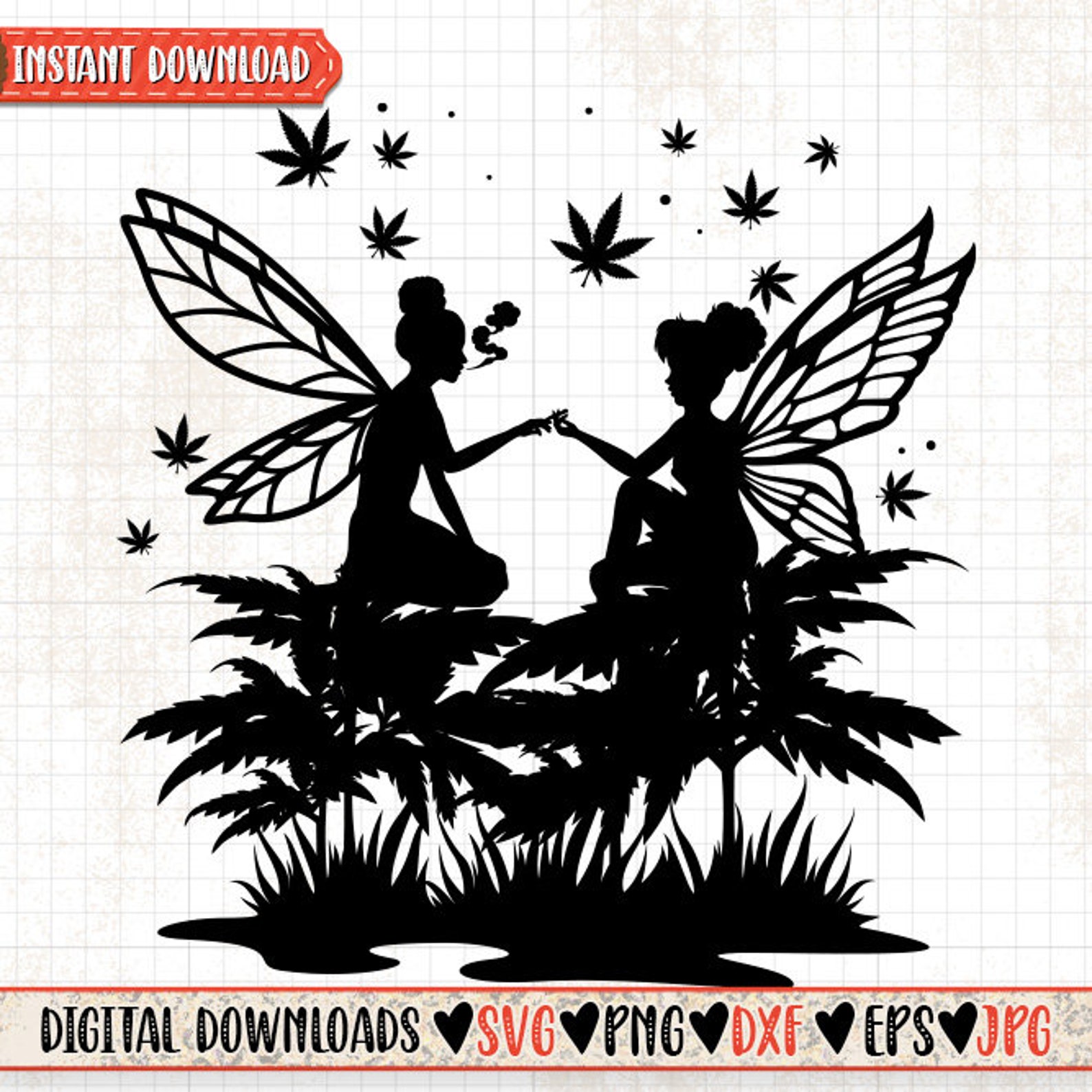 Fairies Smoking Joint Svg Weed Fairy Clipart Marijuana Cutfile Cannabis ...