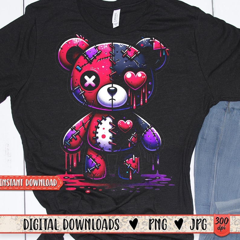 Dripping Teddy Bear Png | Cartoon Colorful Theme Png | Scary Teddy Bear ...