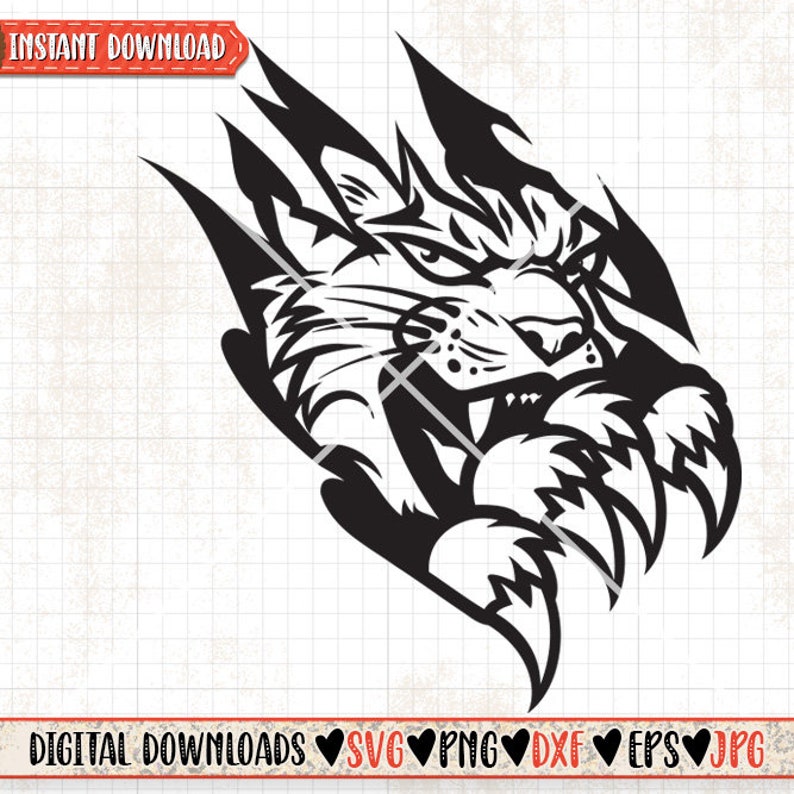 Bobcat Svg | Wild Animal Clipart | Claws Stencil | Cat Scratch Cutfile ...