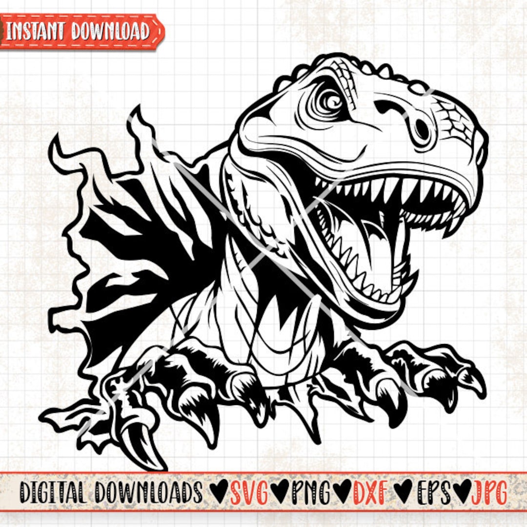 T-rex Scratch Svg | Tyrannosaurus Clipart | Wild Dino Cutfile | Ripped ...