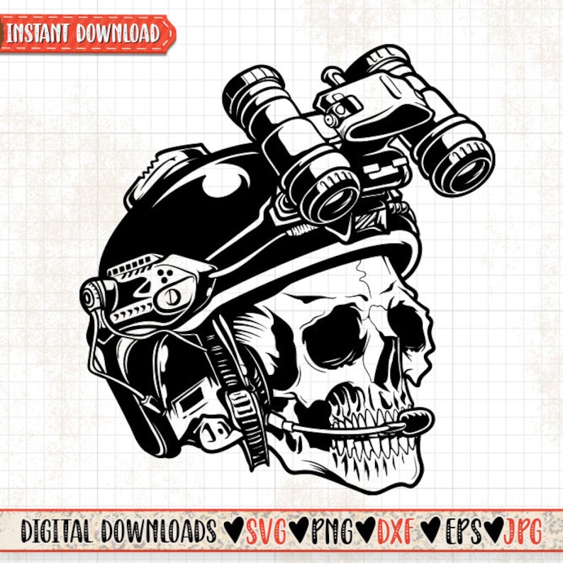 Night Vision Soldier Svg | Skeleton Head Clipart | Skeletal Cutfile ...