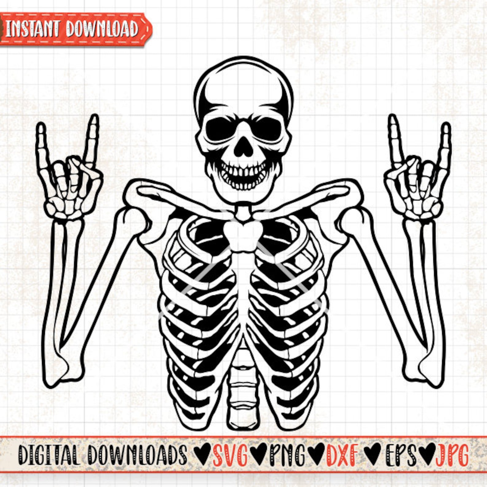 Skeleton Rock Hand Sign Svg | Hippie Skeletal System Clipart | Rocker ...