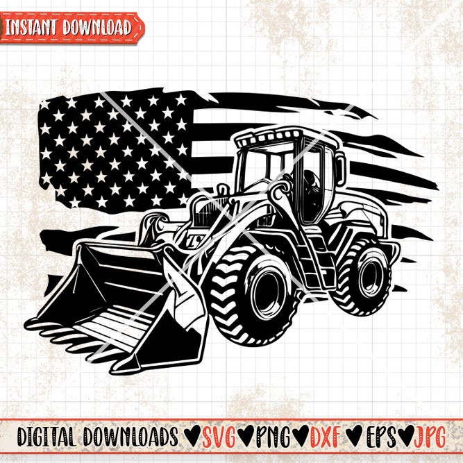 US Wheel Loader Svg | Skilled Worker Cutfile | Heavy Equipment Clipart ...