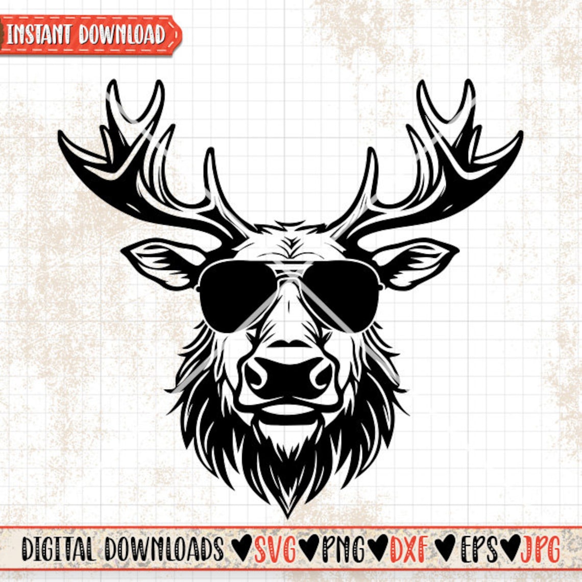 Cool Moose With Sunglasses Svg | Western Cutfile | Longhorn Stencil ...