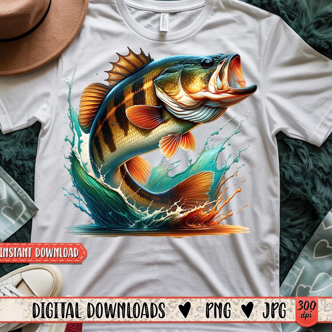 Watercolor Jumping Striped Bass Fish Png | Bass Fish Png | Fishing Bass ...