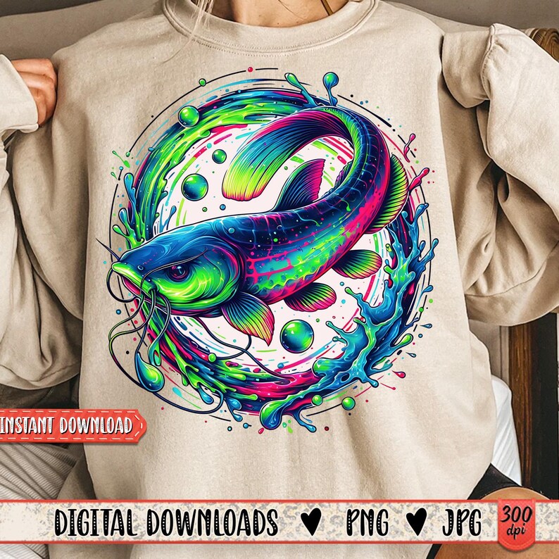 Neon Splash Catfish Png | Fishing Catfish Png | Neon Catfish Png ...