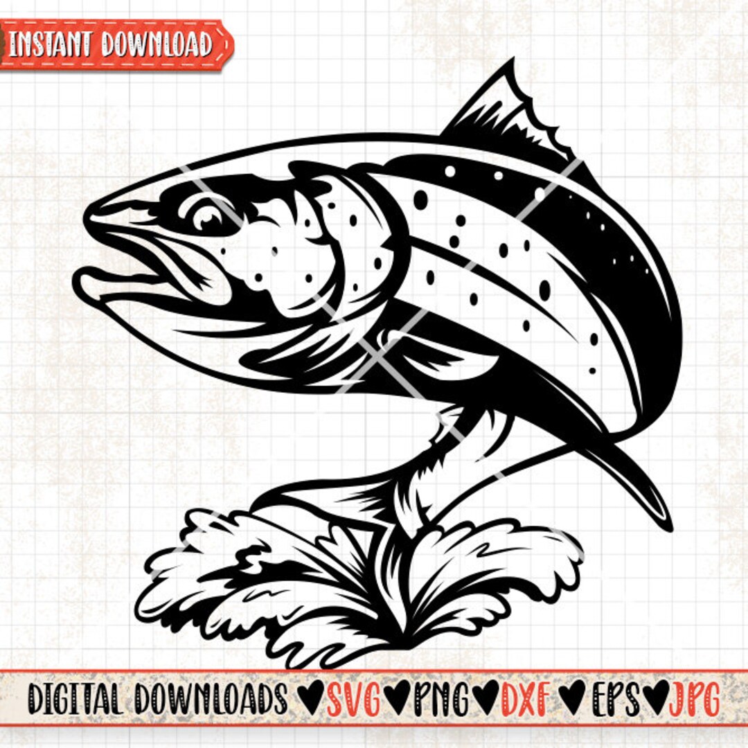 Trout Fish Svg | Angler Dad Stencil | Fishing Day Shirt Png | Fisherman ...