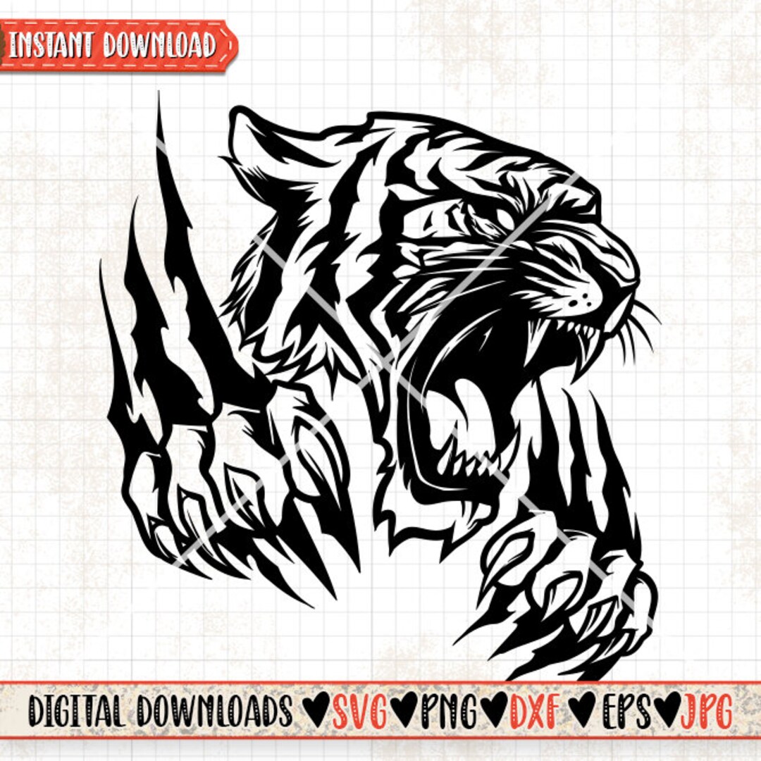 Garra de tigre (svg) / Clipart de animal enojado / Archivo de corte de ...