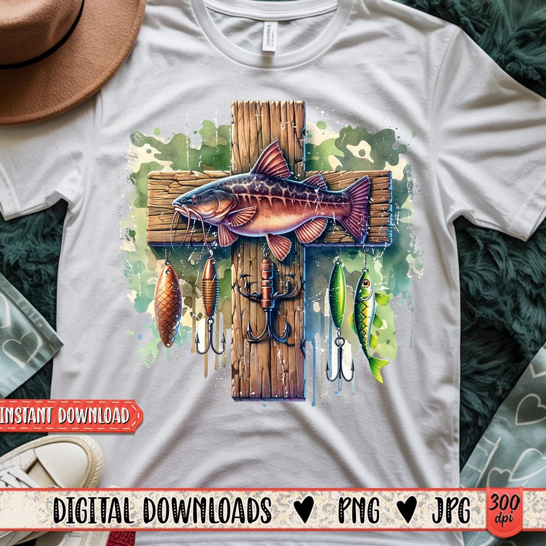 Camo Catfish Cross Fishing Design: PNG & JPG Files (digital Download ...