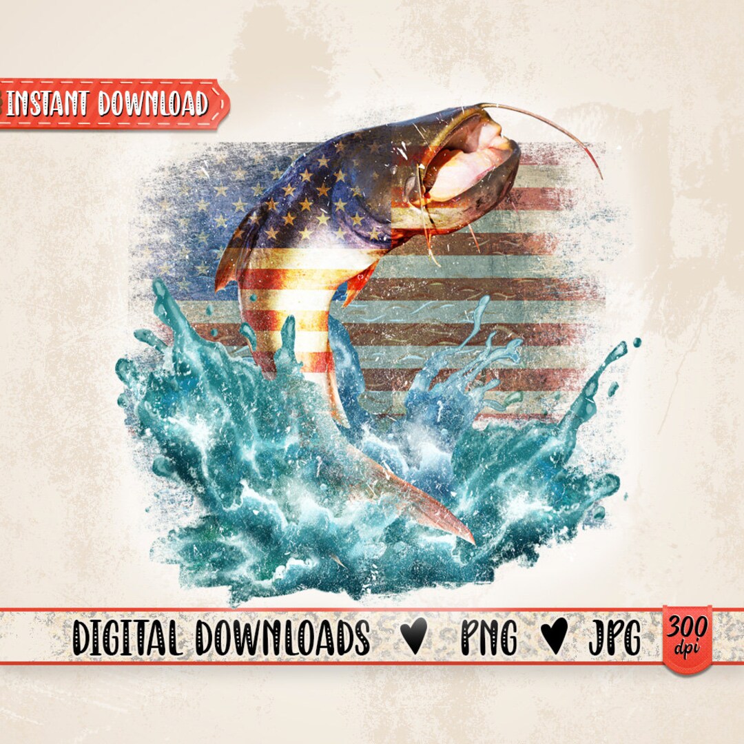 Cat Fish PNG | Lake Fishing Sublimation Prints | Angler Dad Wraps ...