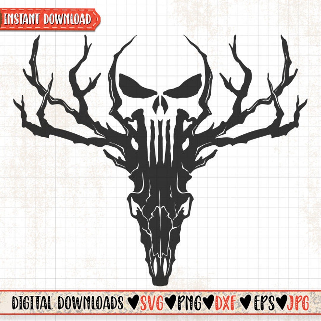 Deer Skull Hunting Svg | Antler Clipart | Deer Hunter Dad Cutfile | Hunting Shirt Png | Boho ...