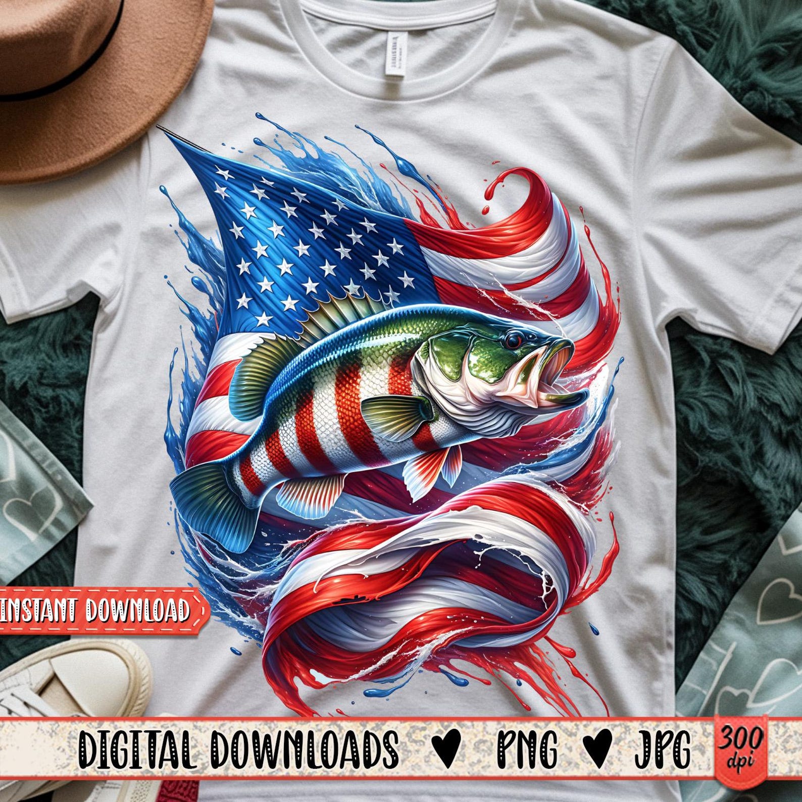 Patriotic Bass Fish Png | American Flag Bass Fish Png | USA Flag Bass ...