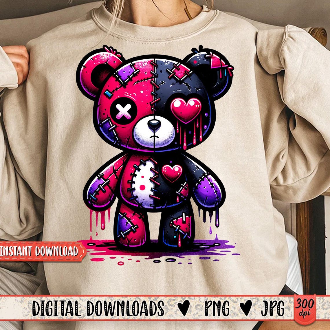 Dripping Teddy Bear Png | Cartoon Colorful Theme Png | Scary Teddy Bear ...