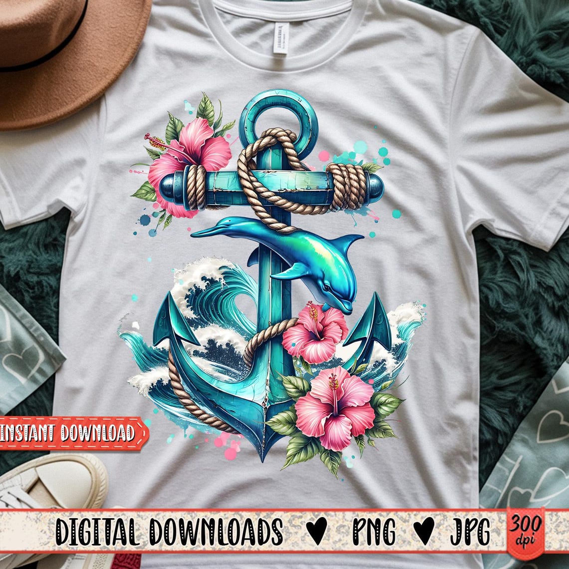 Floral Anchor Png | Preppy Ship Anchor Png | Anchor Png | Anchor With ...