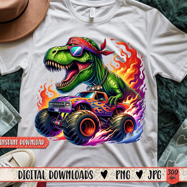 T-rex Monster Truck Png | T-rex Png | Flaming T-rex Monster Truck Png ...