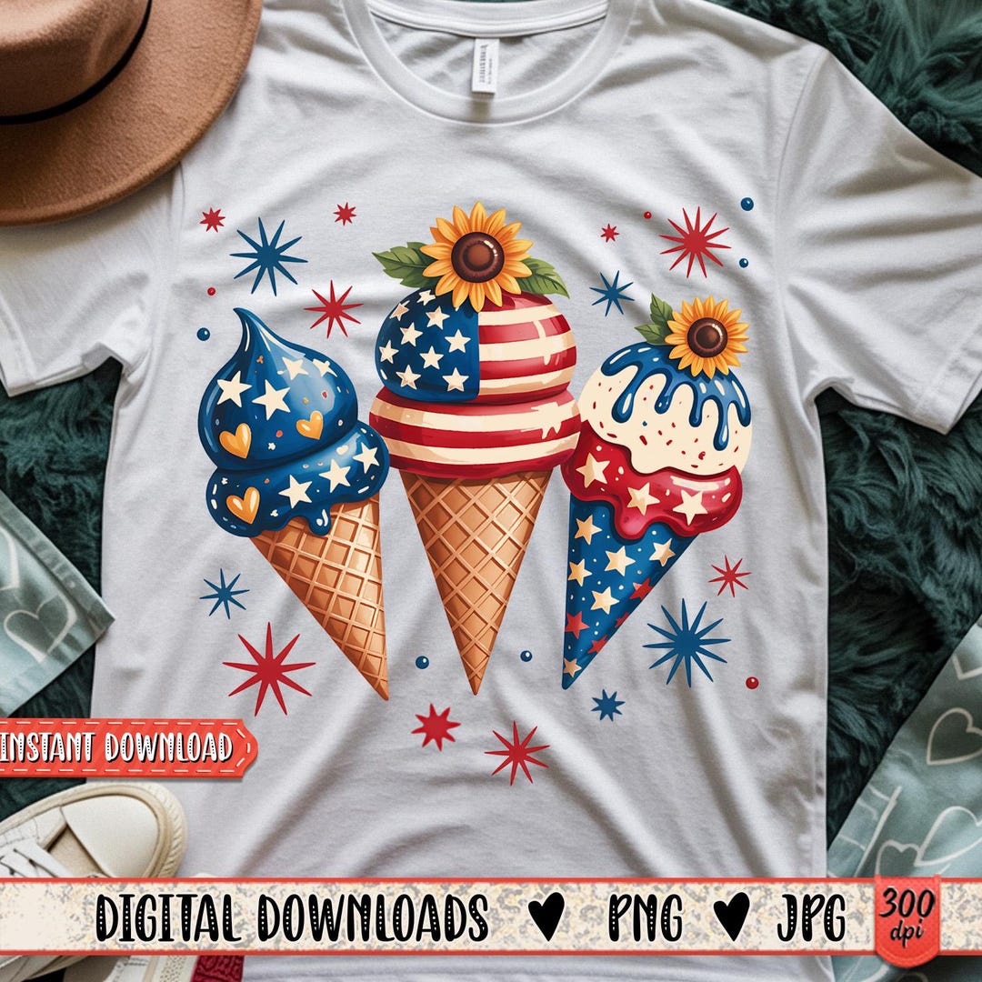 Patriotic Ice Cream Png | 4th of July Ice Cream Png | USA Flag Ice ...