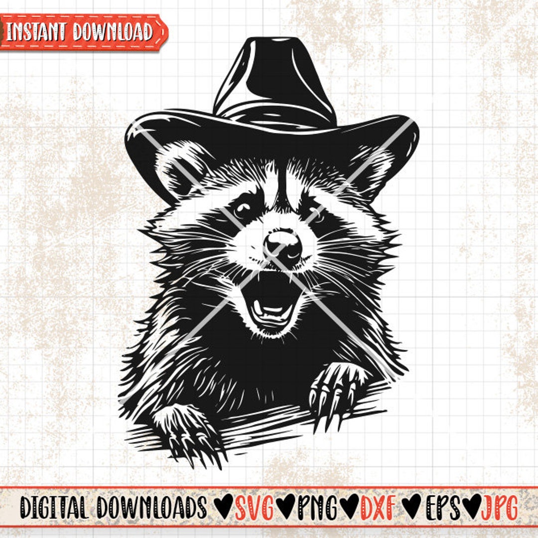 Cowboy Raccoon Svg | Trash Panda Clipart | Stree Cat Cutfile | Western ...