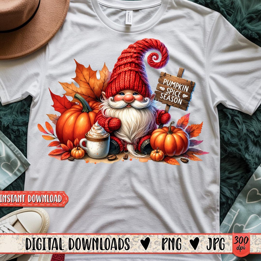 Pumpkin Spice Garden Gnome Png | Fall Gnome Garden Png | Autumn Gnome ...