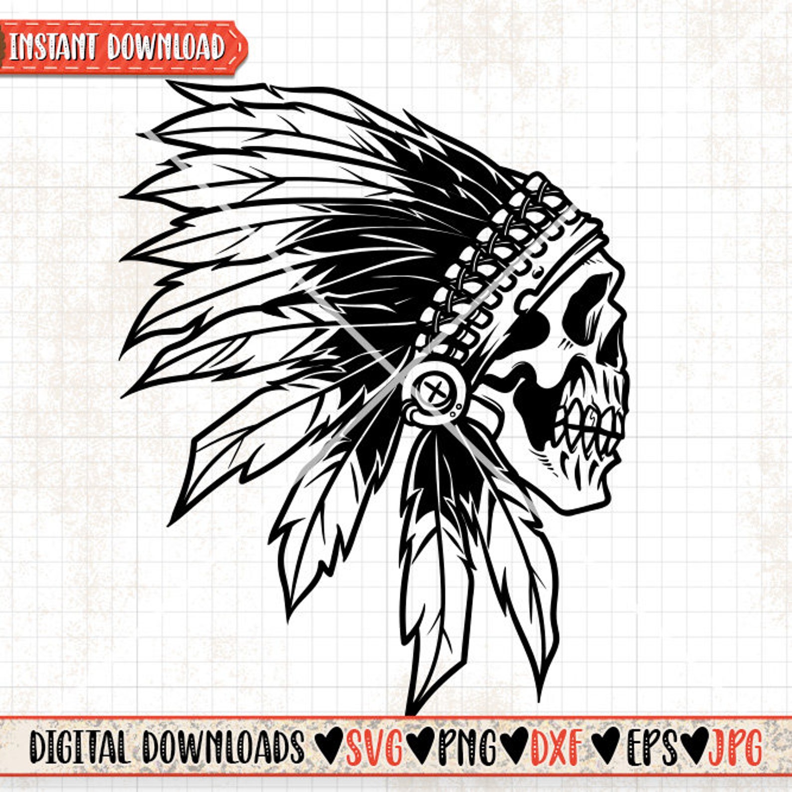 Indian Skull Svg | Native Tribe Clipart | Tribal Cutfile | Skeleton ...