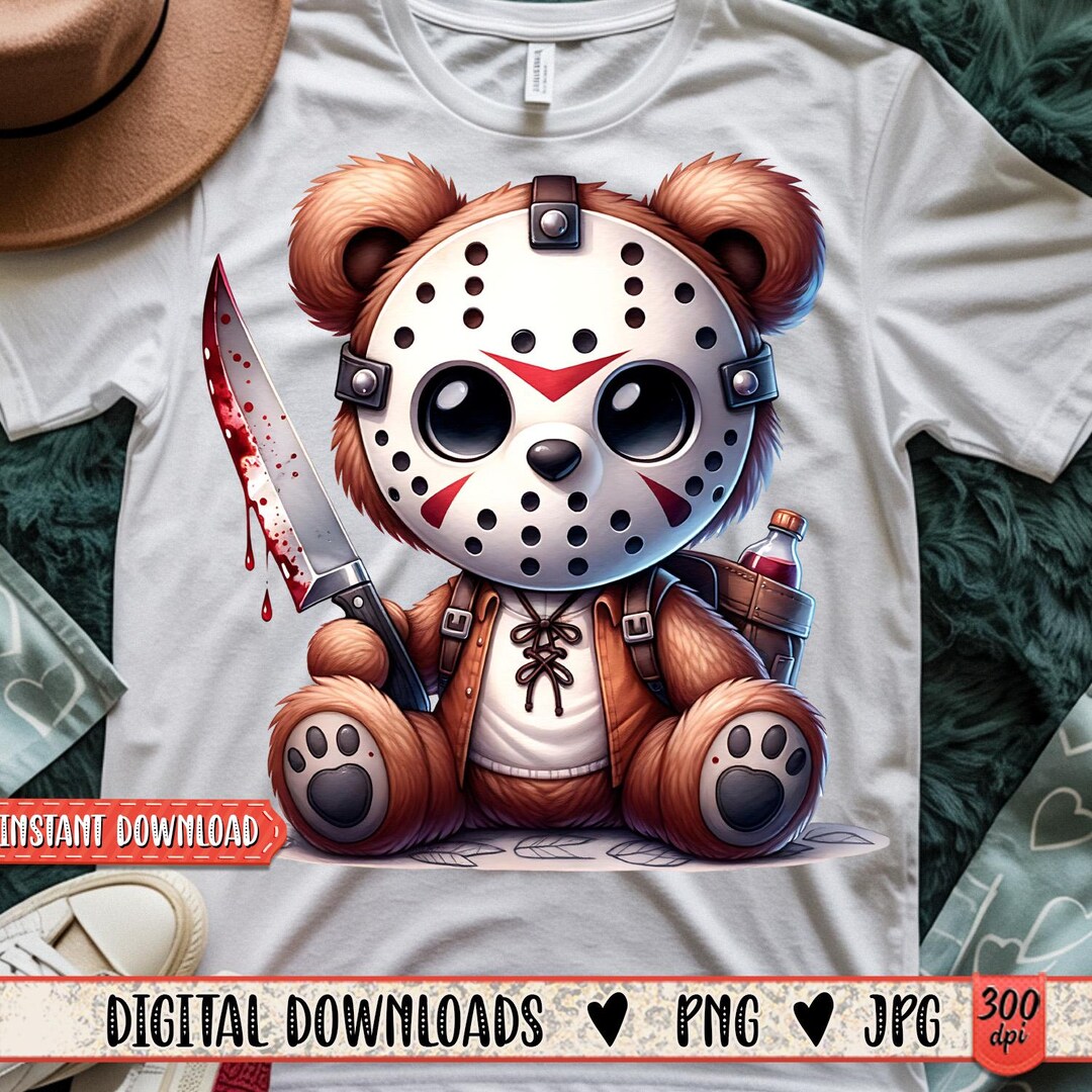 Scary Killer Mask Teddy Bear Png | Teddy Bear With Knife Png | Creepy ...