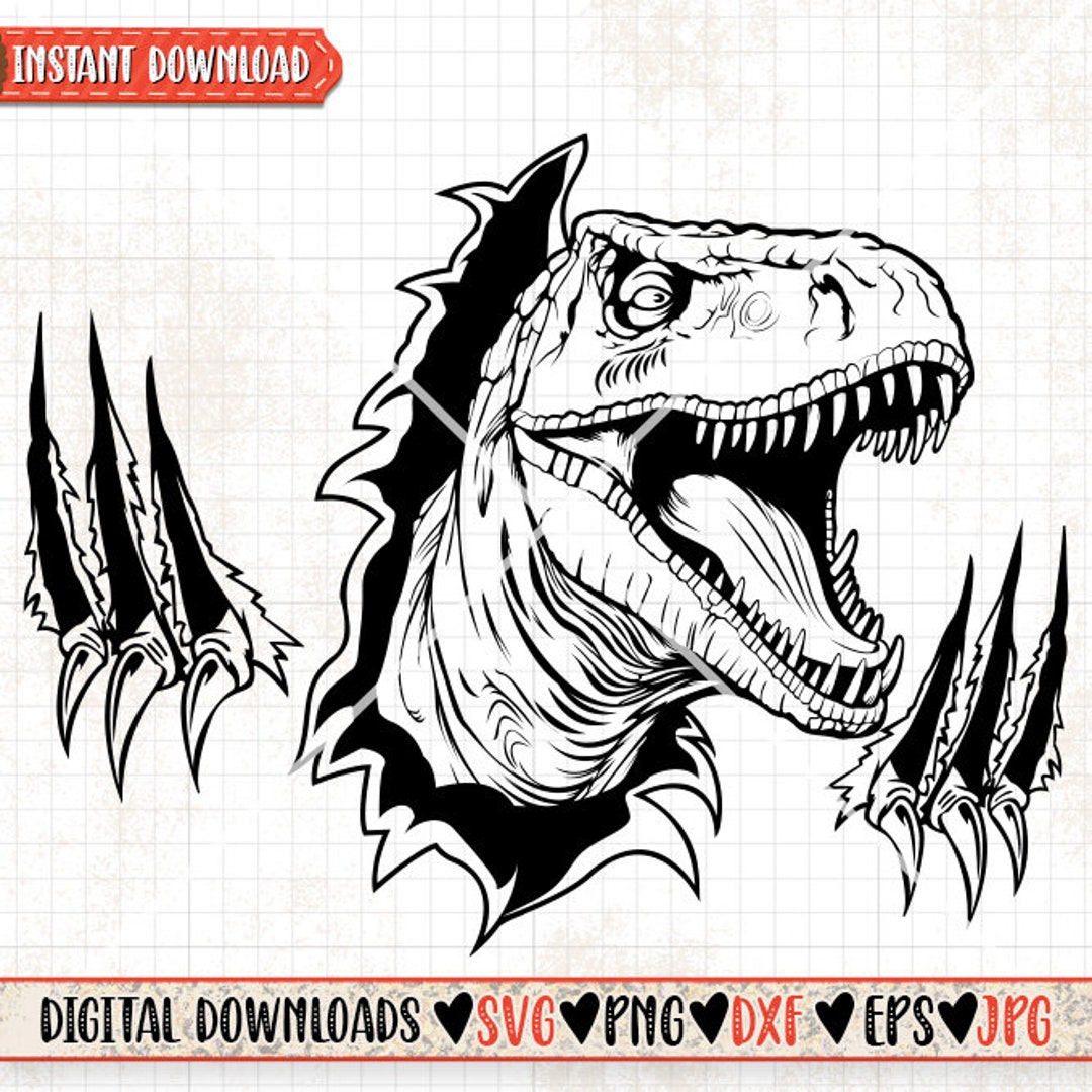 Trex Scratch Svg | Tyrannosaurus Clipart | Wild Dino Cutfile | Ripped ...
