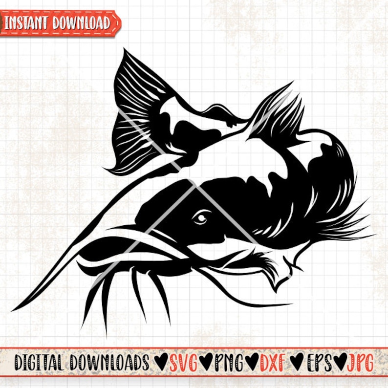 Catfish Svg | Lake Fishing Clipart | Fresh Water Fish Cutfile | River ...