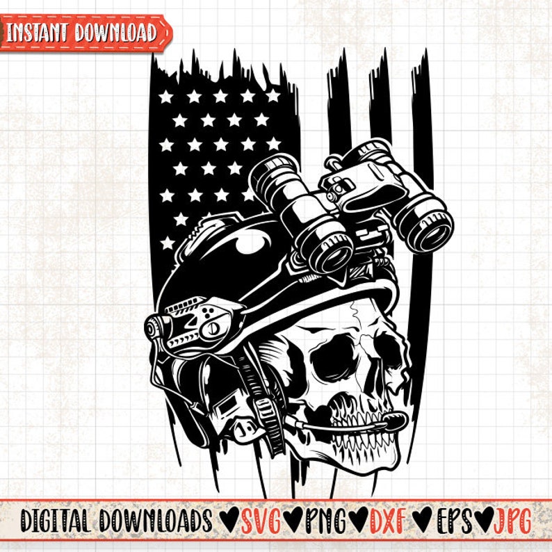 US Night Vision Soldier Svg | Skeleton Head Clipart | Skeletal Cutfile ...