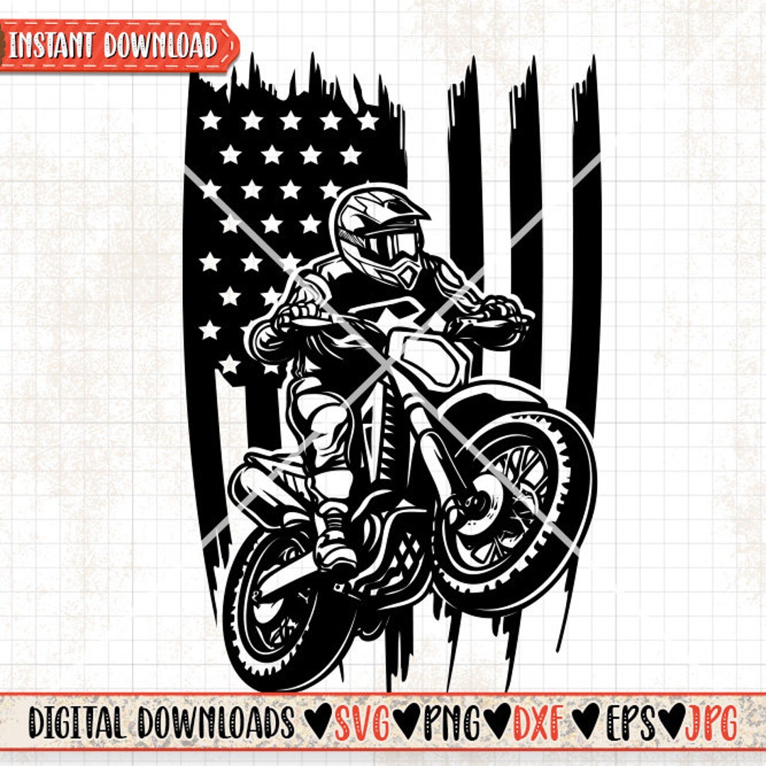 US Dirt Biker Svg Motorbiker Clipart Motorcross Big Bike Rally Cutfile ...