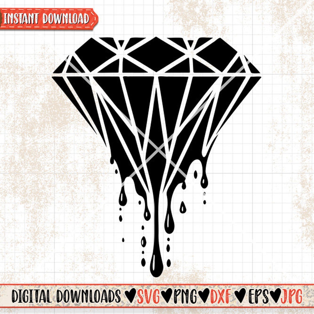 Diamond Dripping Svg | Jewelry Clipart | Melting Stone Cutfile | Melt ...