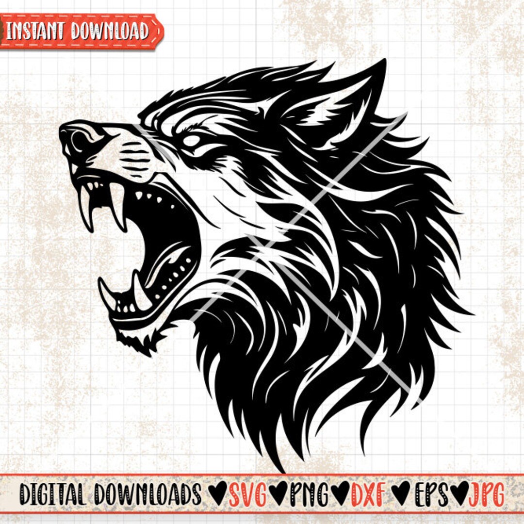 Wolf Angry Svg | Wild Animal Clipart | Woodland Monster Dxf | Camping ...