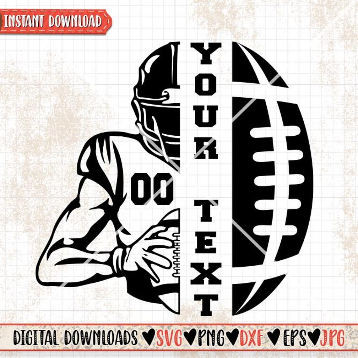 Football Player Svg | Edit Text Clipart | Custom Jersey No | Sweeper ...