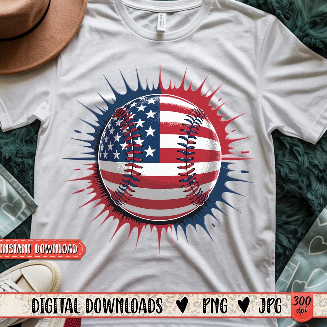 American Flag Baseball Ball Png | 4th of July Baseball Png | Memorial ...