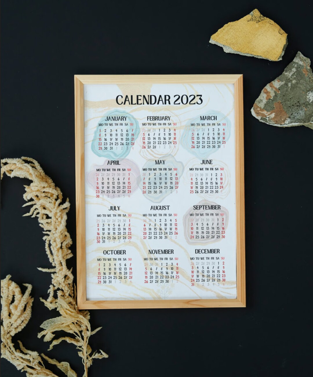 Rock Yearly Calendar 2023 Printable, Yearly Calendar, New Years ...