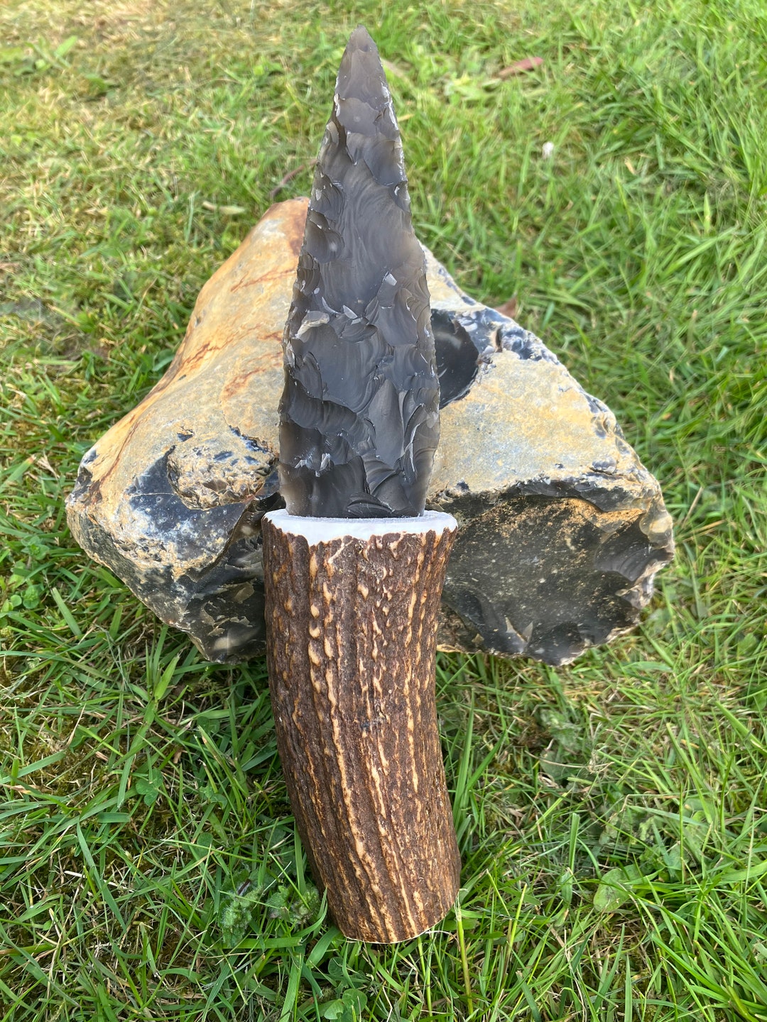 Flint Dagger With Antler Handle - Etsy