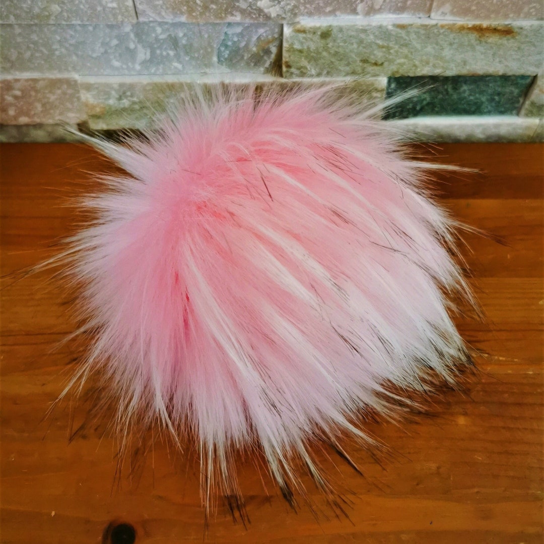 Faux Fur Pom Pom - Candy Pink - Removable - Detachable - Pom Poms for ...