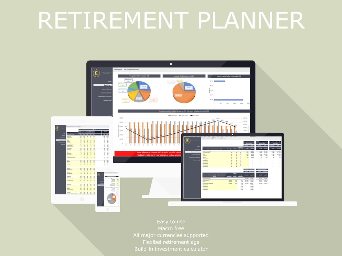 Retirement Planner Excel Template - Etsy