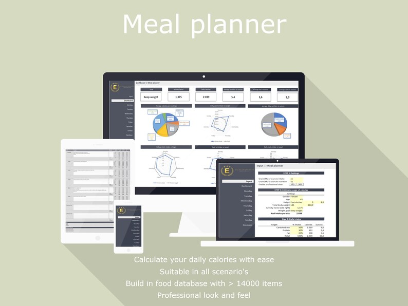 Meal Planner & Calorie Tracker Excel Template Lose Weight Daily ...