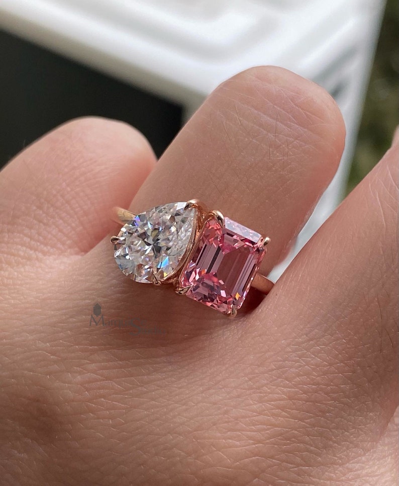 Toi Et Moi Pink Sapphire Ring Two Stone Engagement Ring 3.00 Ctw ...