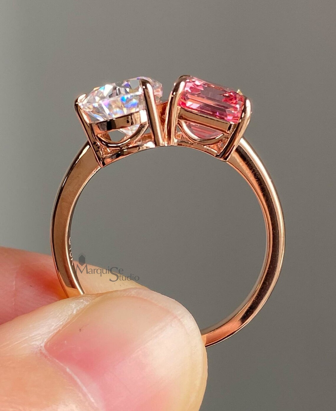Toi Et Moi Pink Sapphire Ring Two Stone Engagement Ring 3.00 Ctw ...