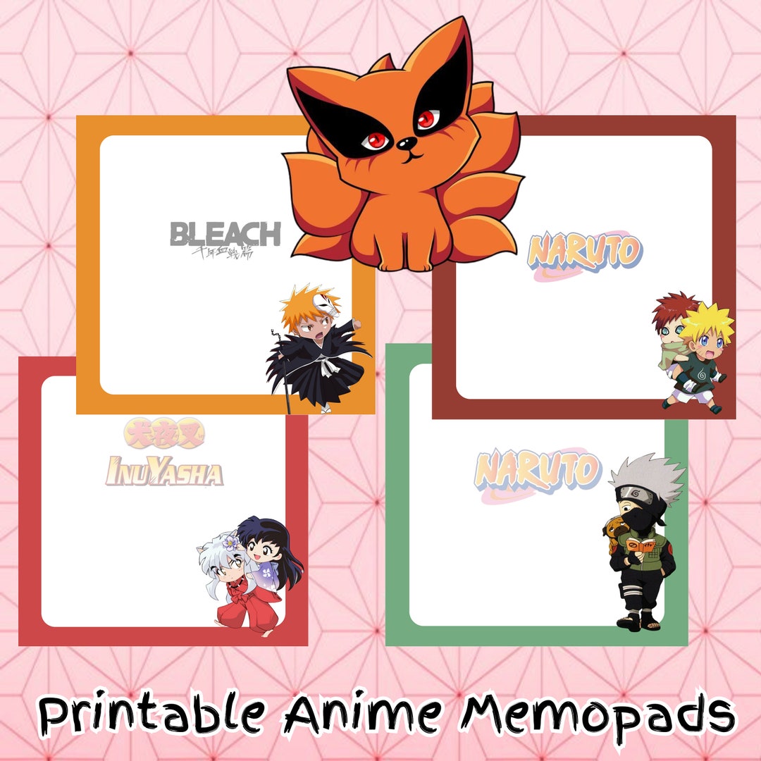 Anime Chibi Character Printable Memopads, Mega Pack Notepad, Printable ...