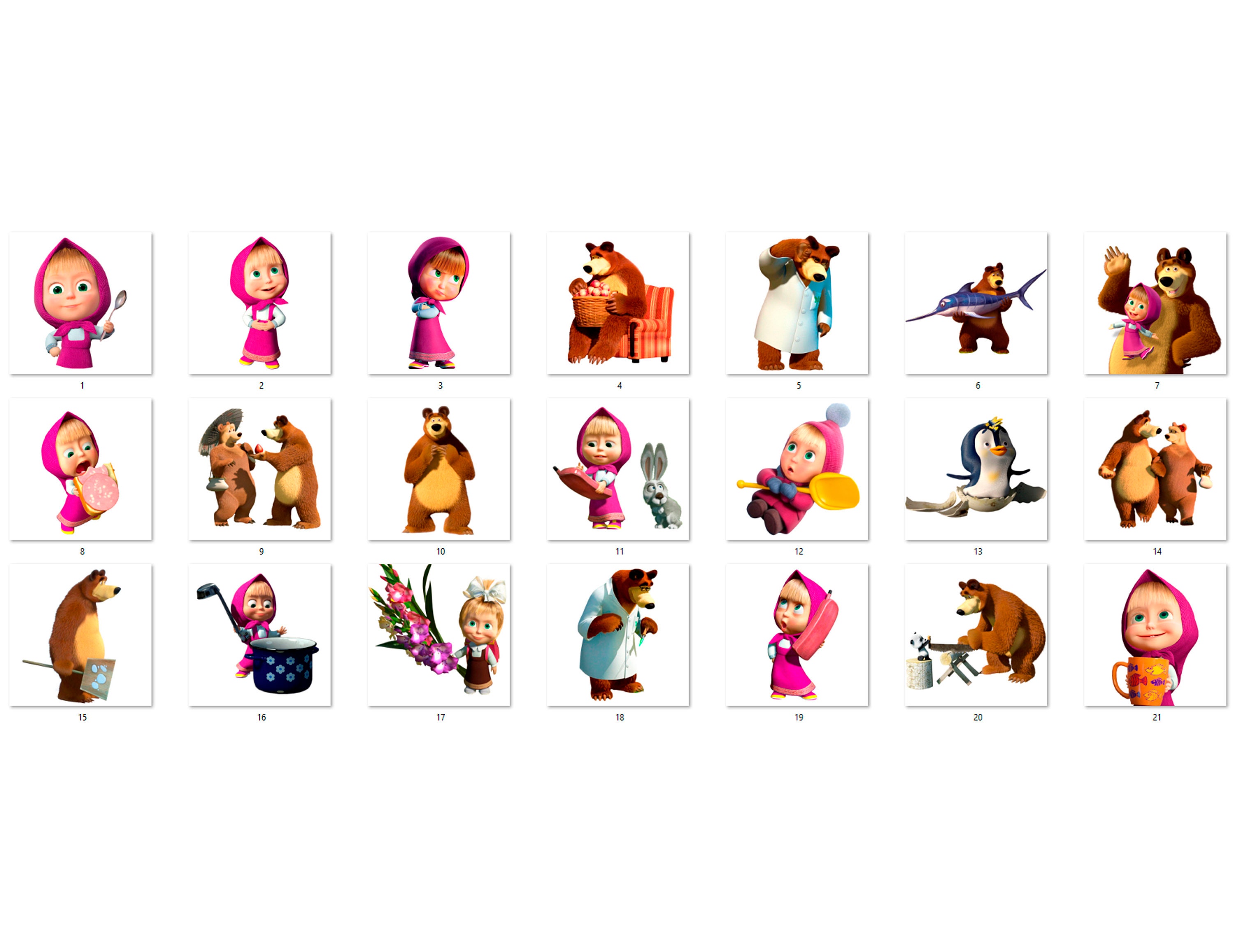 Masha and the Bear Clipart Masha Clipart Set Masha and the - Etsy España