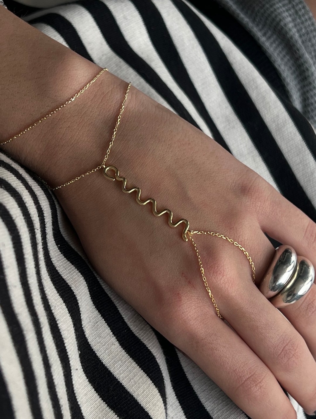 Hand Chain Bracelet, Silver Hand Chain, Silver Shahmeran Bracelet, Gold ...