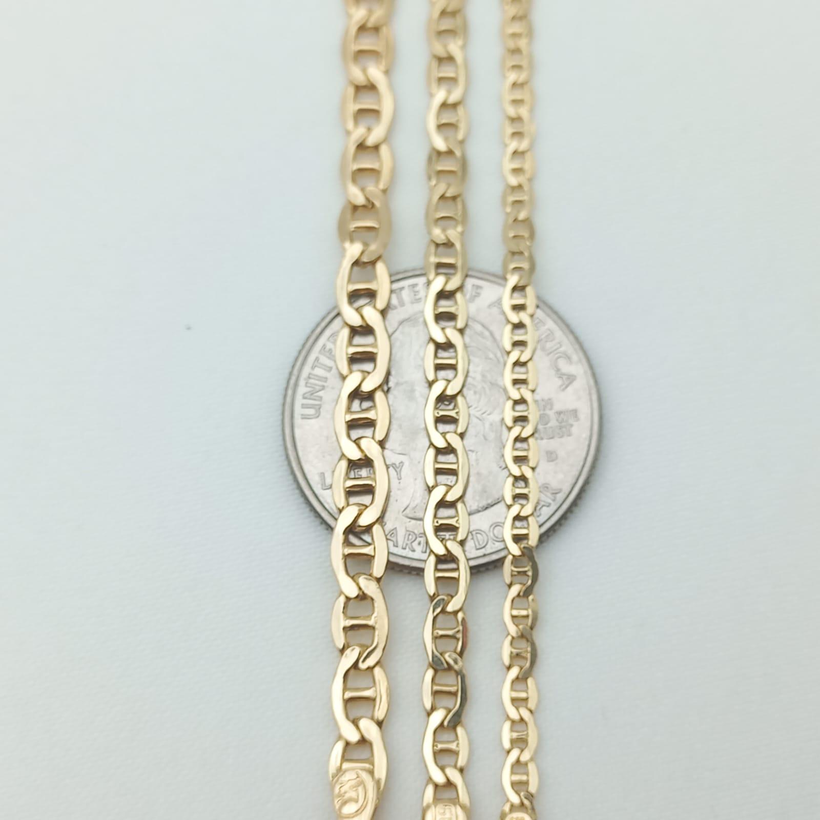 14K Gold Anchor Mariner Chain Necklace, Gold Mariner Bracelet, Men and ...