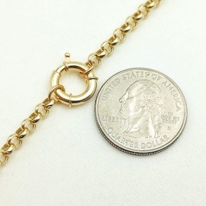 14K Gold Rolo Chain Sailor Claps, Spring Ring Claps Necklace, Rolo ...