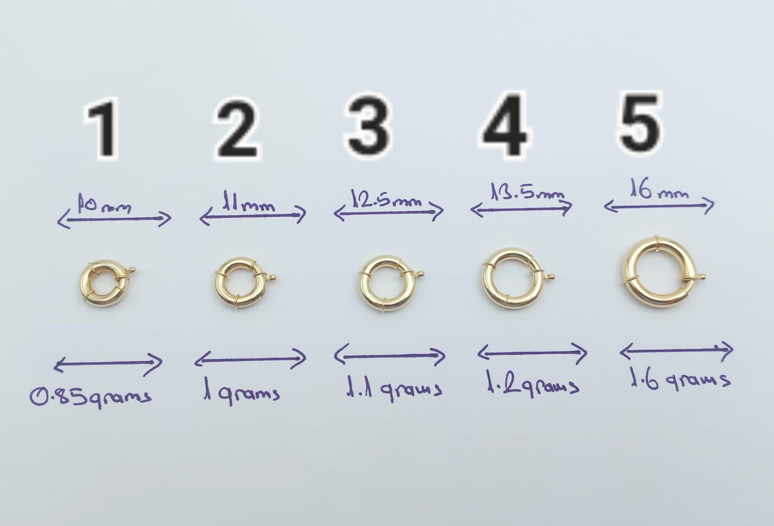 14K Solid Gold Sailor Claps, Gold Spring Ring Sailor Claps, Gold ...