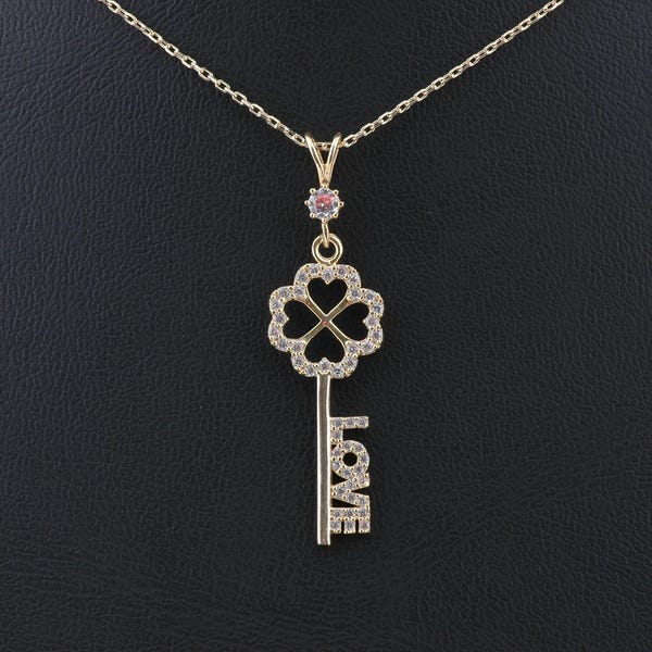 Heart Key Pendant - Etsy