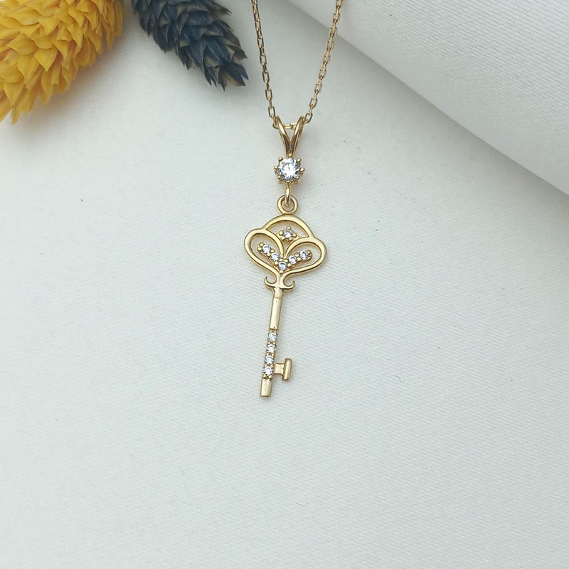 Heart Key Necklace - Etsy