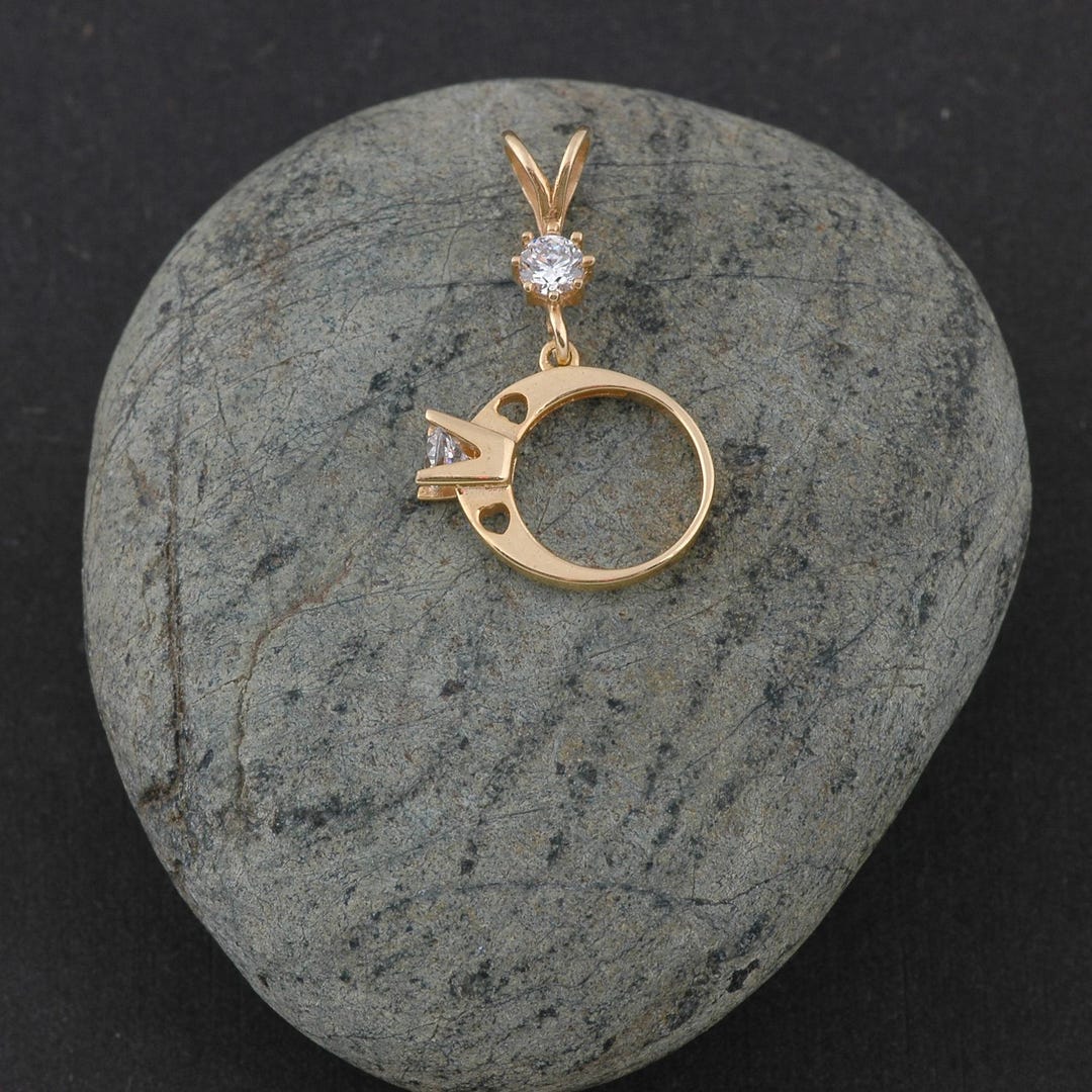 8K Gold Ring Necklace, Ring Motif Jewelry, Circular Elegance Necklace ...