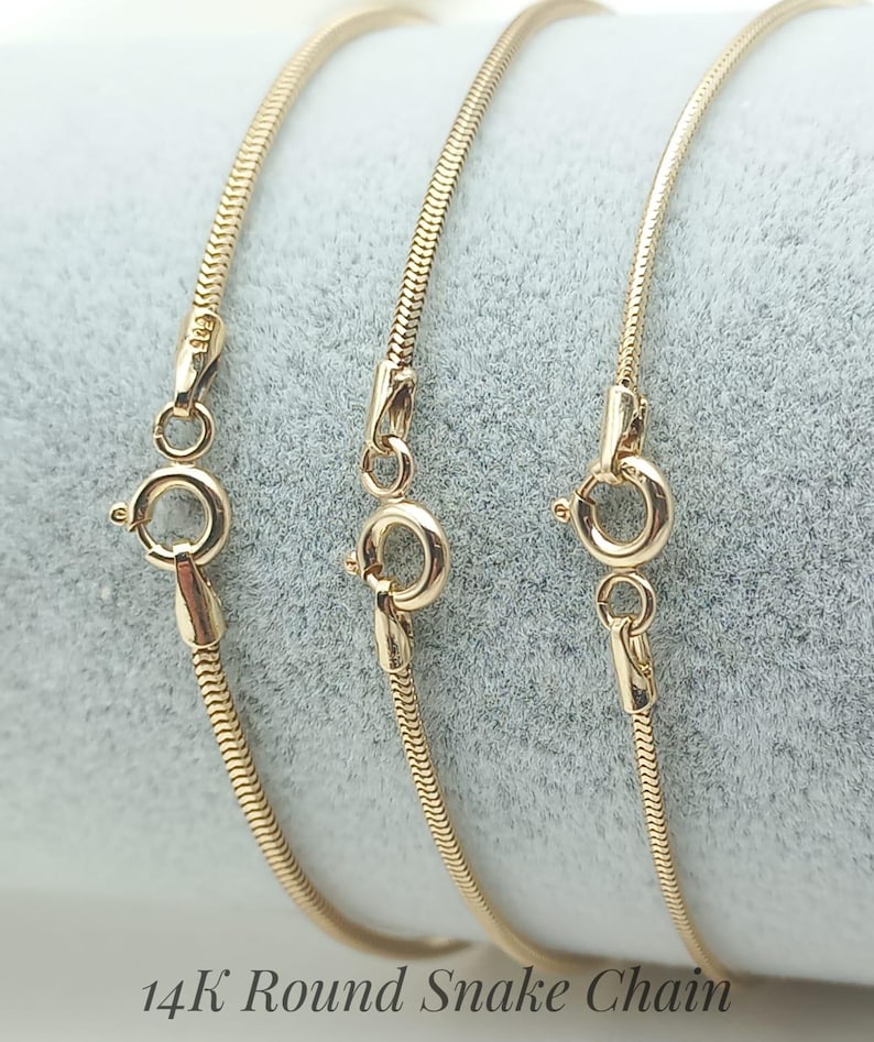 Solid Gold Round Snake Bracelet, Solid Gold Round Herringbone Bracelet ...